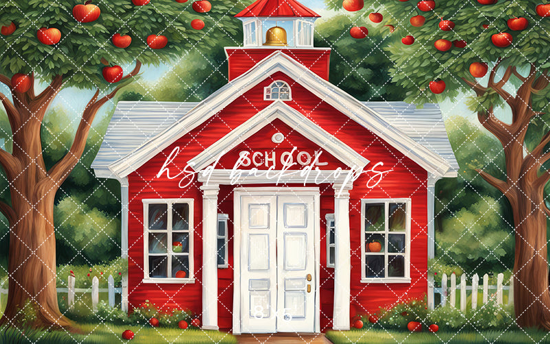 Little Red School House Back to School Photo Backdrop