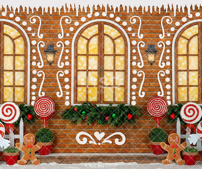 Gingerbread House Wall Backdrop. Christmas Backdrops for Pictures