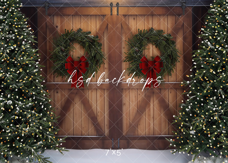 Christmas Barn Doors Photo Backdrop for Tree Farm Portraits – HSD Photography Backdrops