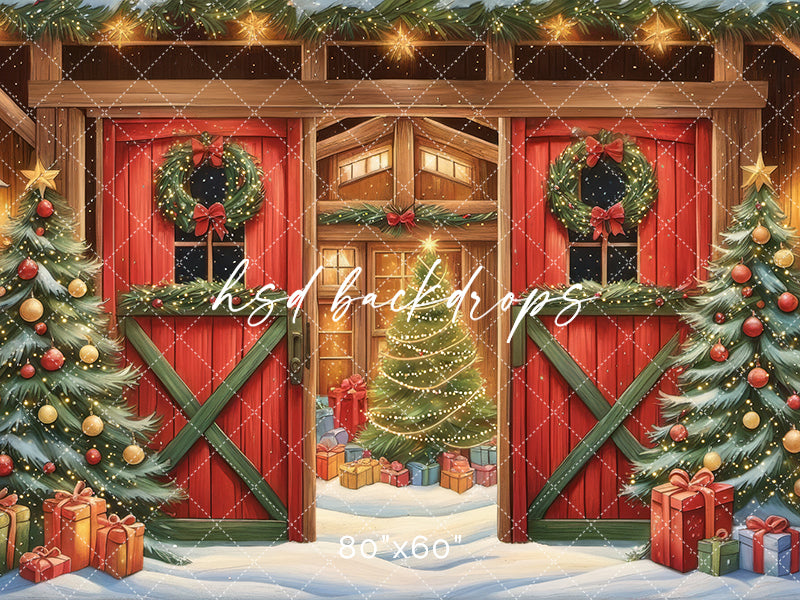 Cute Christmas Barn Photo Background for Photography – HSD Photography Backdrops