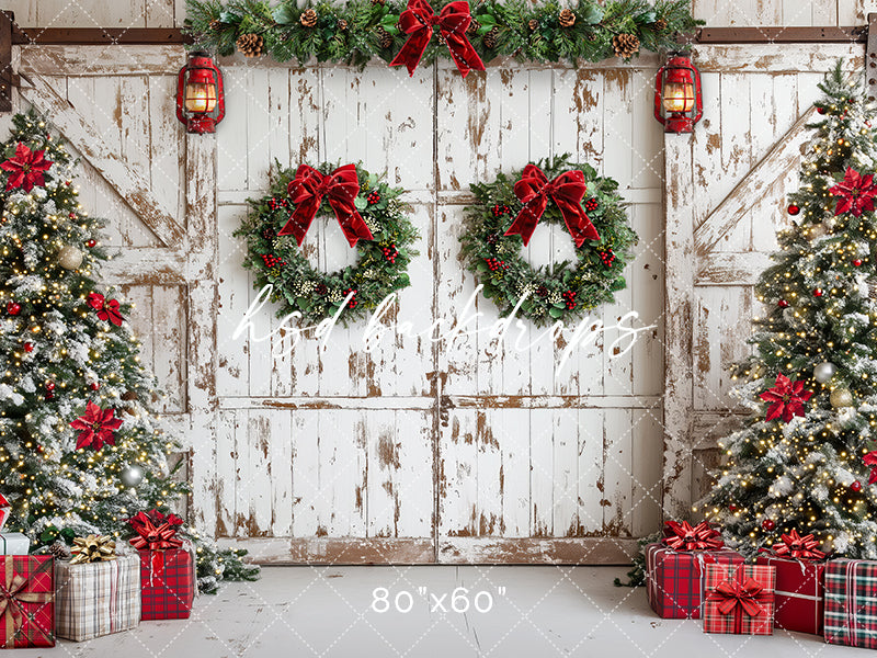 Rustic White Christmas Doors