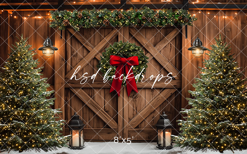 Farmhouse Christmas Barn Doors Photoshoot Backdrop Scene Setter