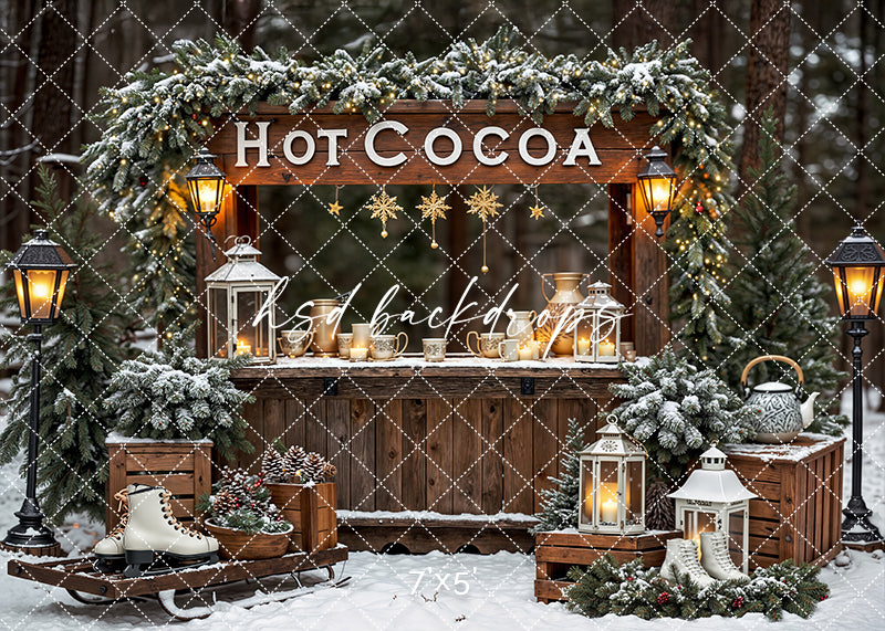 Hot Cocoa Stand Christmas Photo Backdrop – Winter Mini Sessions – HSD Photography Backdrops