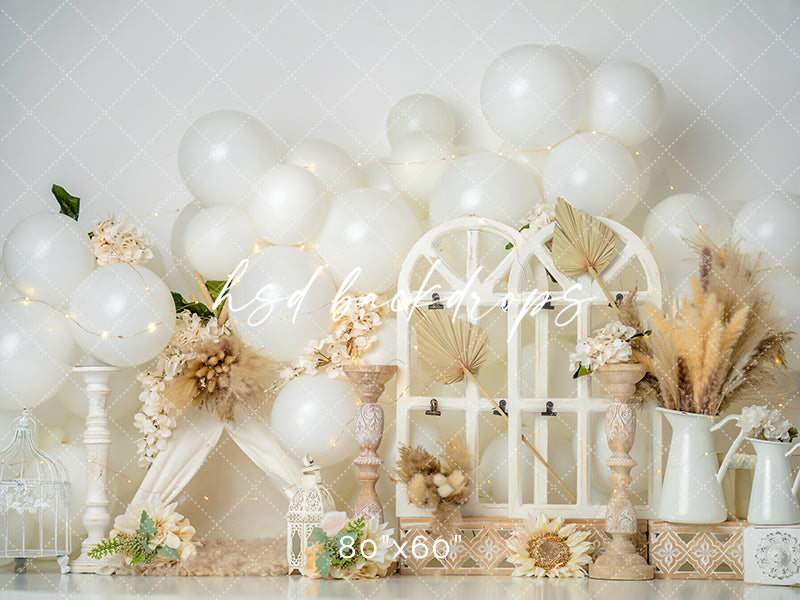 Boho Balloon Backdrop for Fall Birthday Girl Cake Smash Portraits – HSD ...
