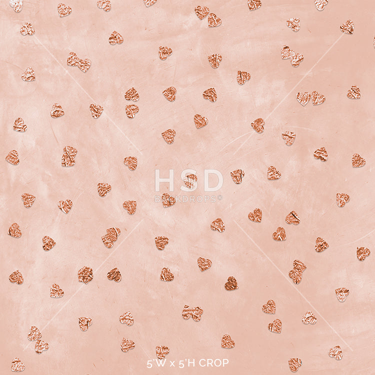 Rose Gold Hearts Valentine's Day Photo Backdrop for Pictures