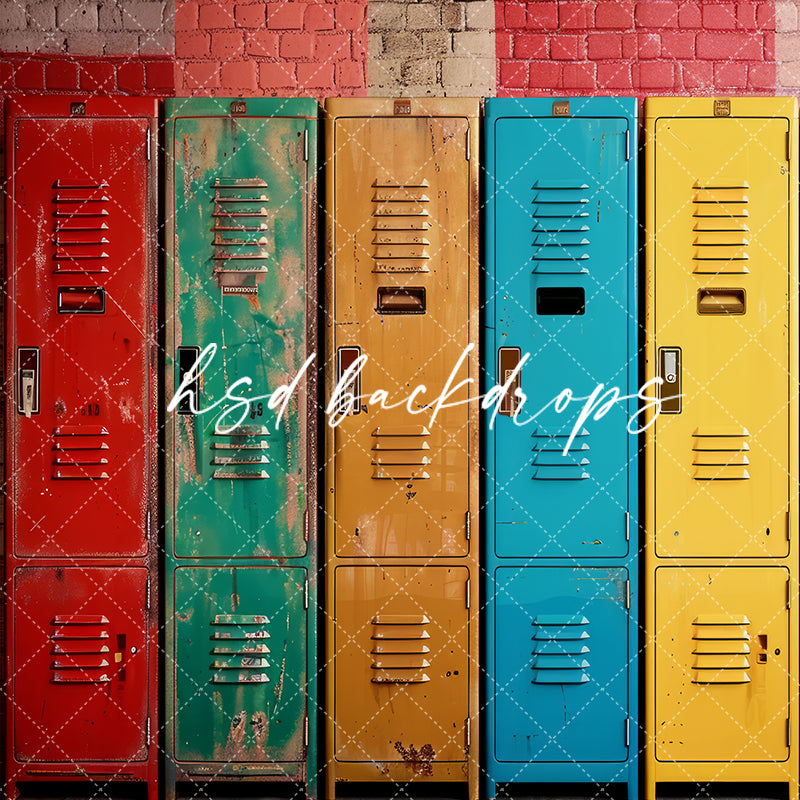 Colorful Vintage School Lockers Back to School Photo Backdrop – HSD ...