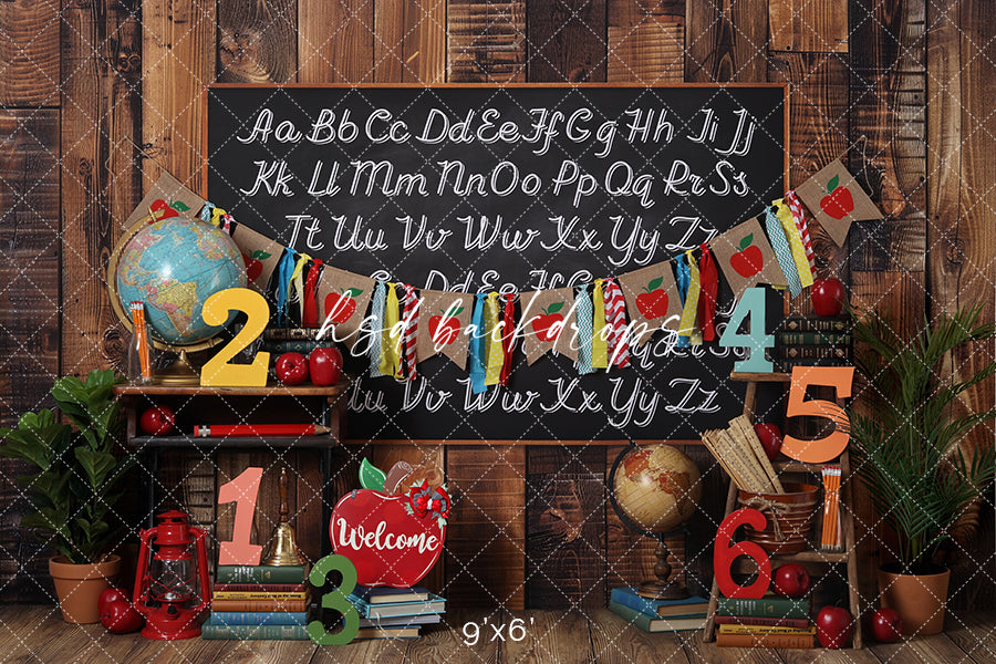 ABC's and 123's Back to School Studio Backdrop for Pictures