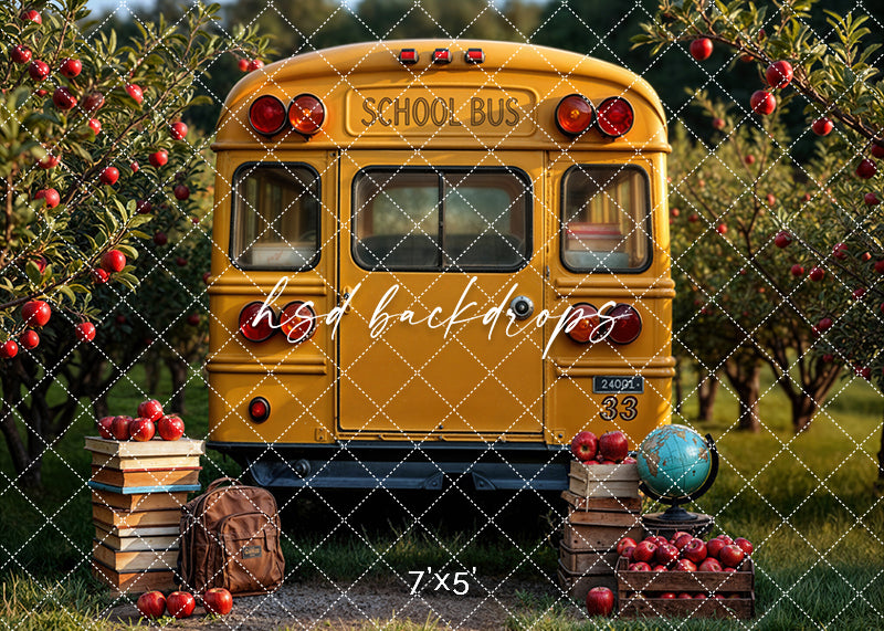 The Orchard Yellow Bus Stop back to school photography backdrop – HSD ...