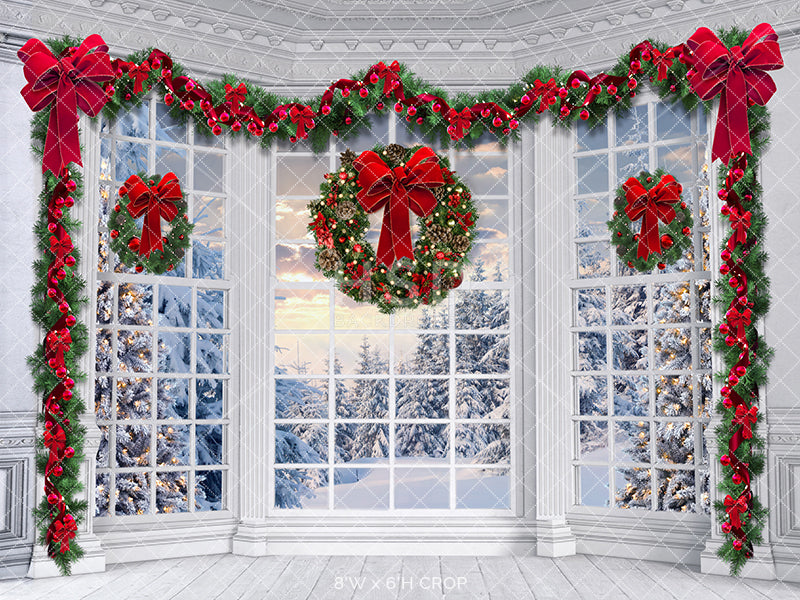 Christmas window backdrop with view of snowy winter forest – HSD ...