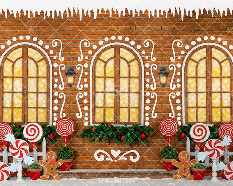 Gingerbread House Wall Backdrop. Christmas Backdrops for Pictures