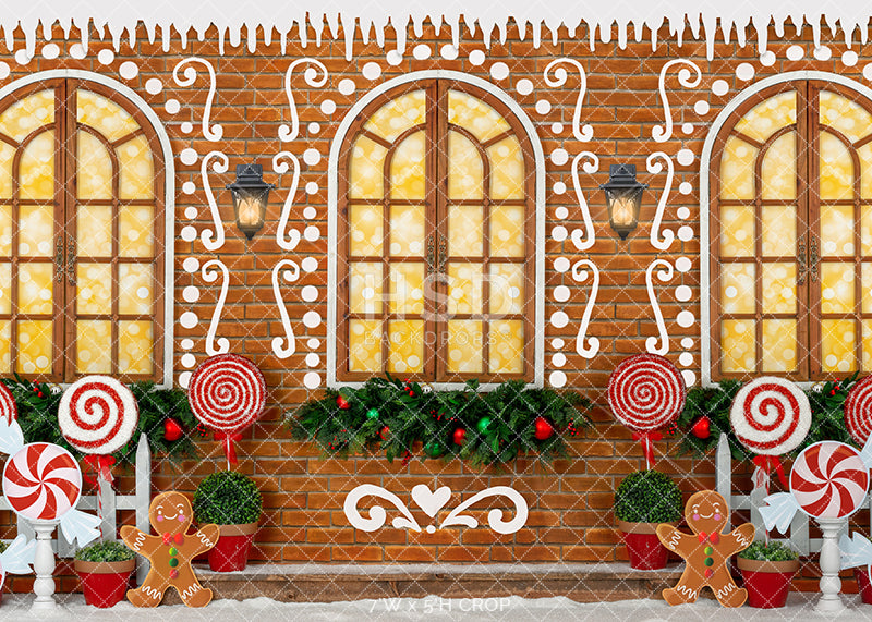 Gingerbread House Wall Backdrop. Christmas Backdrops for Pictures