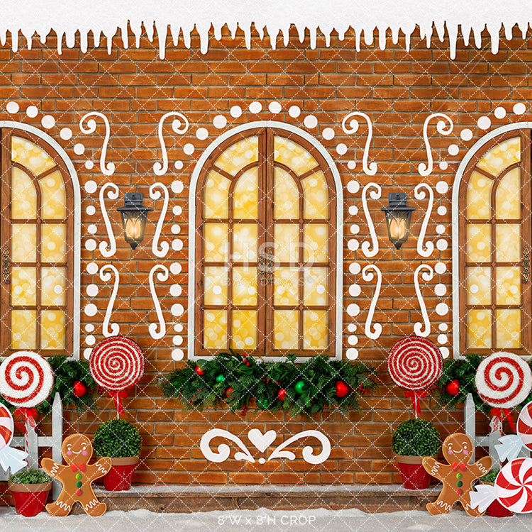 Gingerbread House Wall Backdrop. Christmas Backdrops for Pictures