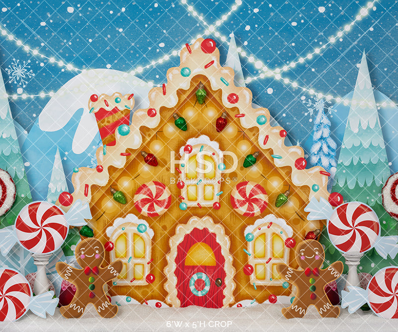Gingerbread House Backdrop for Photography or Christmas Church Event