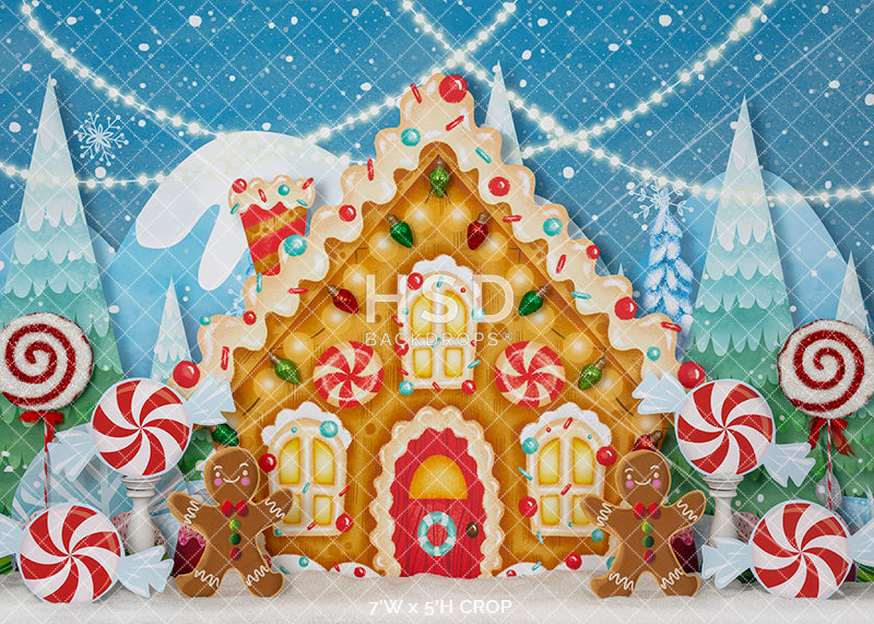 Gingerbread House Backdrop for Photography or Christmas Church Event