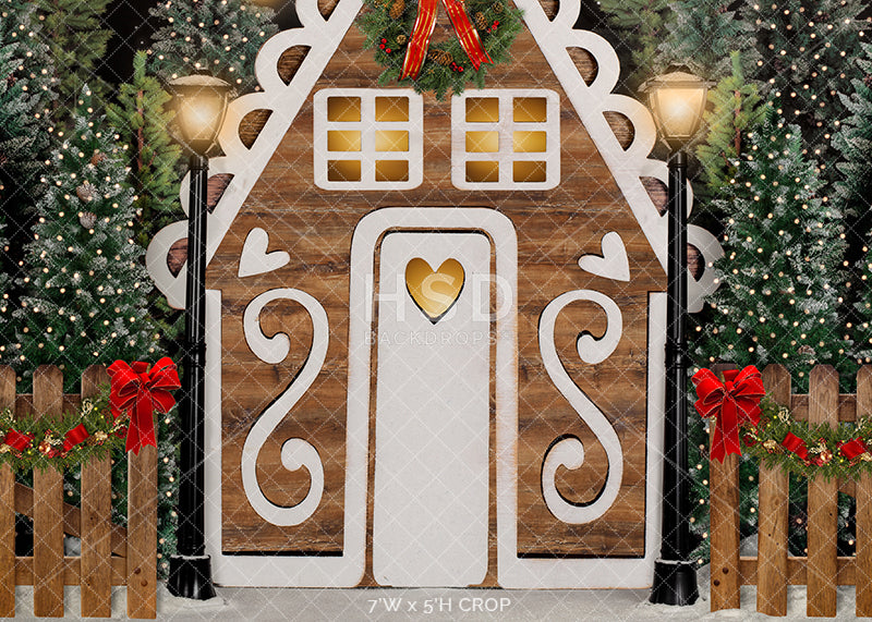 Gingerbread House Backdrop for Pictures. Christmas theme backdrop