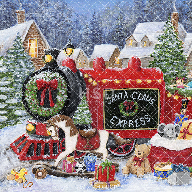 Santa Express Train Backdrop for Photography & Events