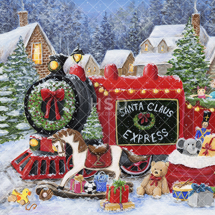 Santa Express Train Backdrop for Photography & Events