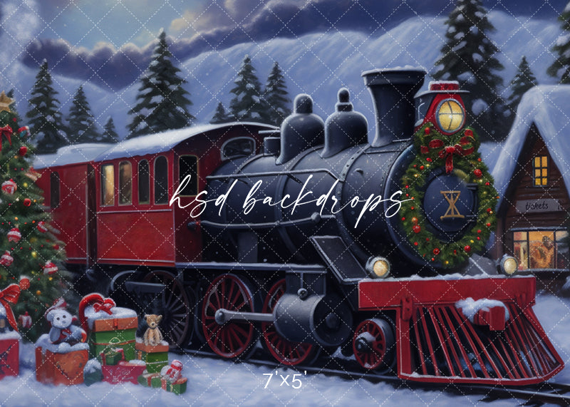 Christmas Express Train Backdrop for Studio Photography