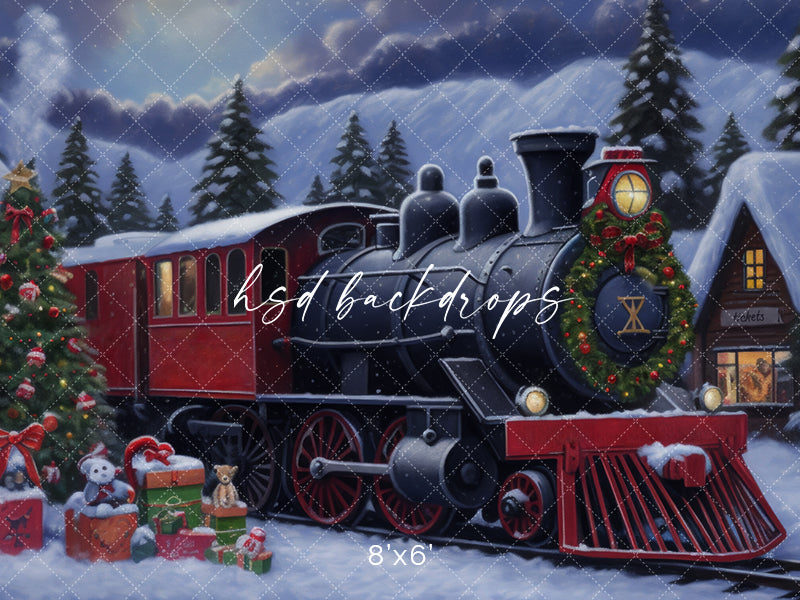 Christmas Express Train Backdrop for Studio Photography