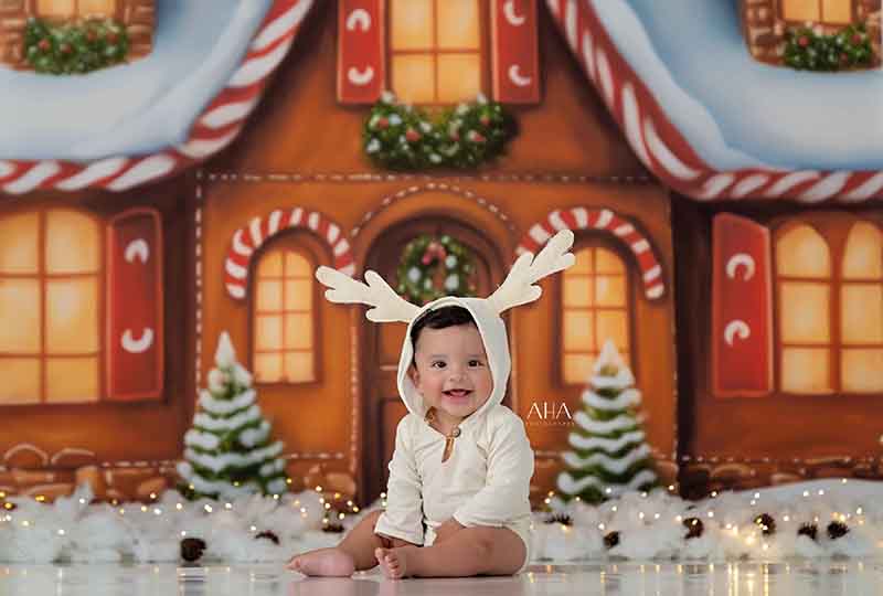 Christmas Gingerbread House Backdrop for Photography