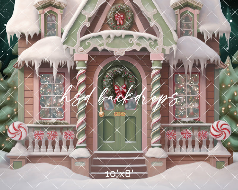 Christmas Gingerbread House Christmas Room Backdrops - CHS48384
