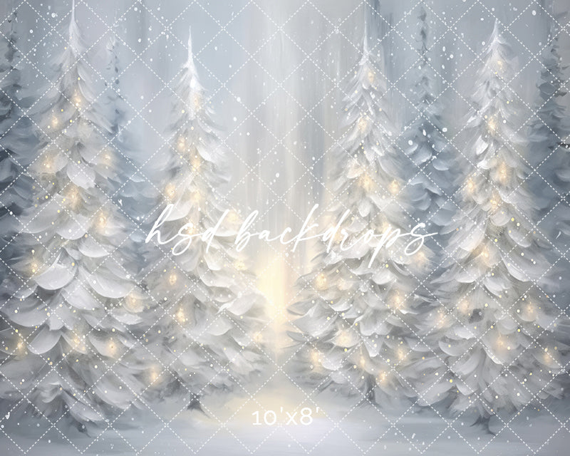 Winter Wonderland Backdrop with Snowy Forest Winter Scene