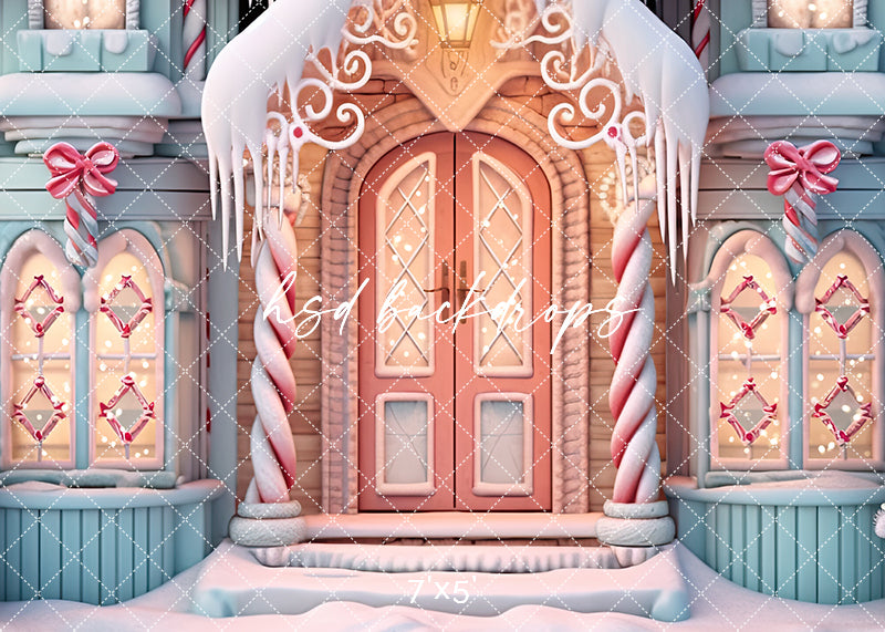 Pastel Gingerbread House Christmas Photoshoot Backdrop