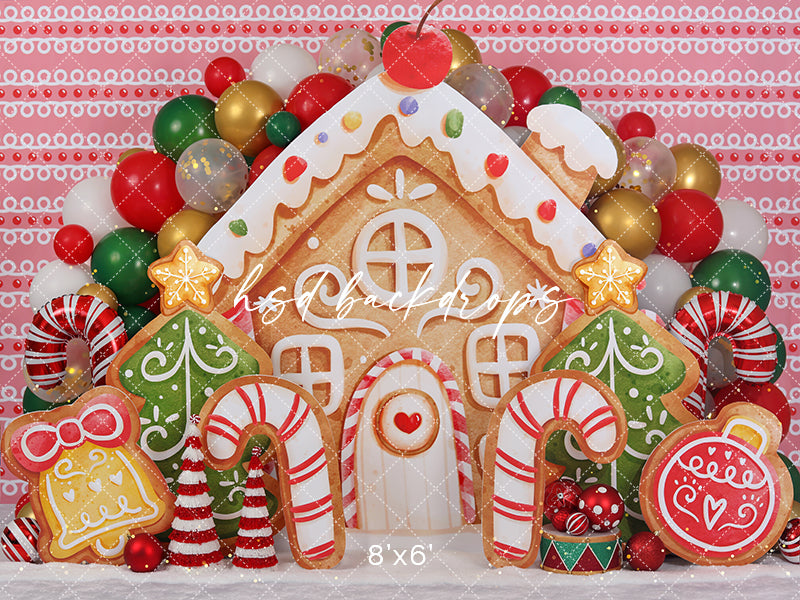 Gingerbread House Christmas Balloon Garland Backdrop for Birthday