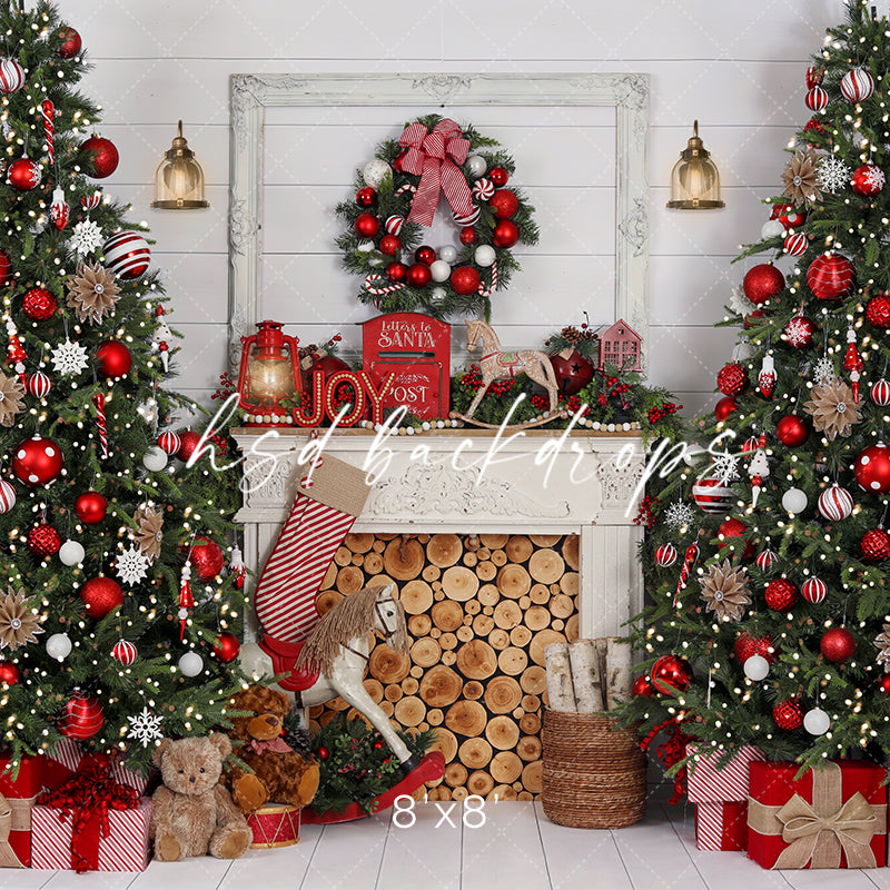 Christmas Fireplace Backdrop