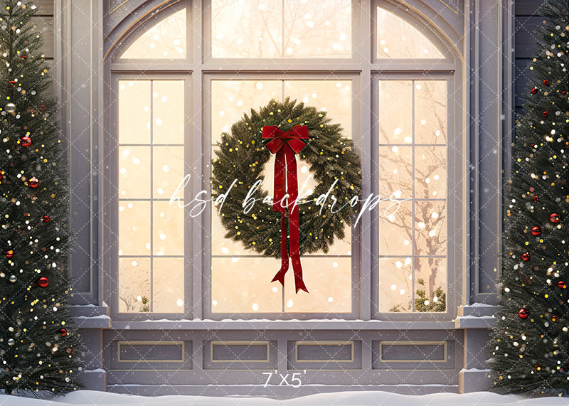 Christmas Window Backdrop for Photography | Winter Wonderland Backdrop