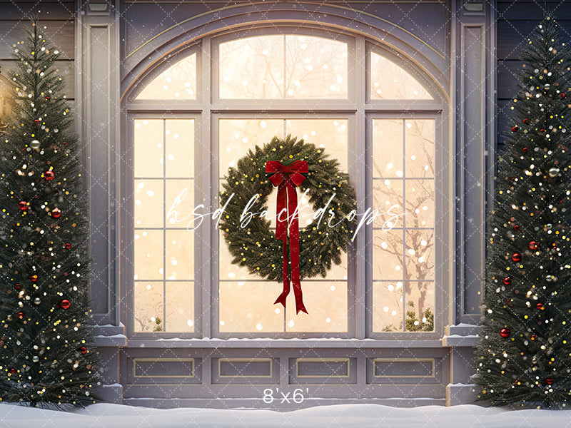 Christmas Window Backdrop for Photography | Winter Wonderland Backdrop