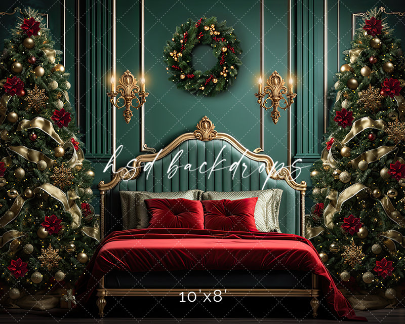 Elegant Christmas Fireplace Photo Backdrop and Floor Combo - CHS50304