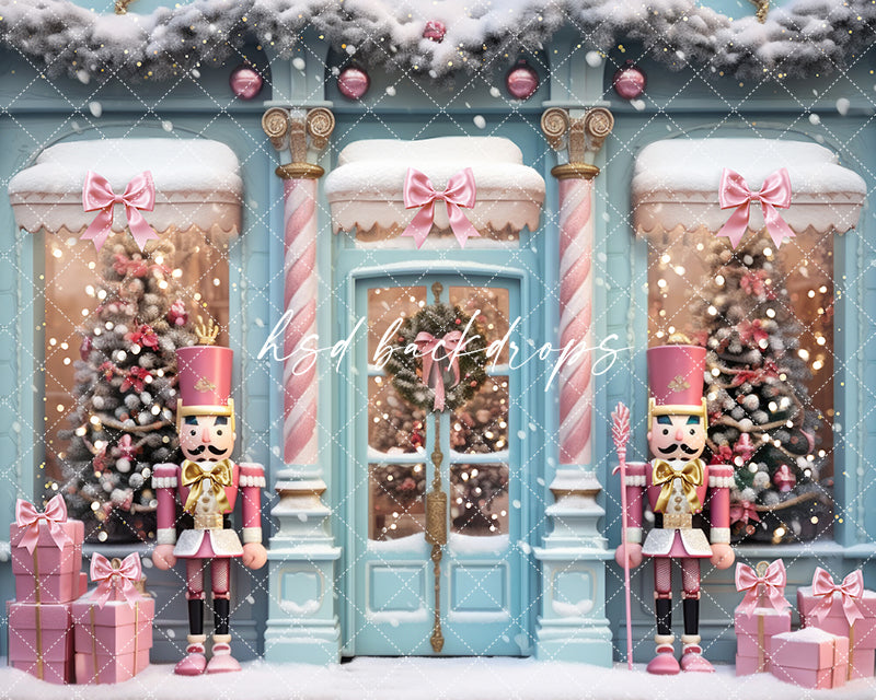 Pretty Posh Christmas Store Front Backdrop and Floor Combination