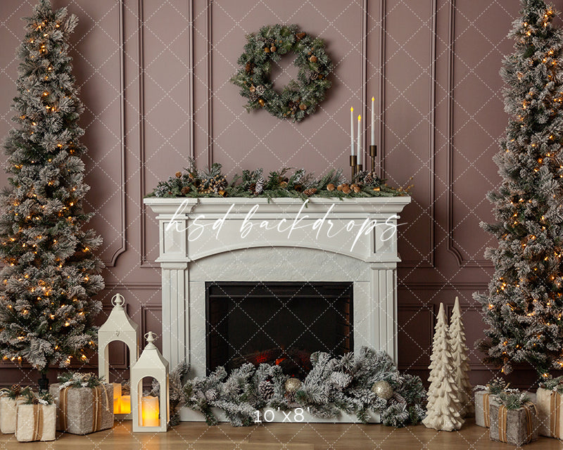 Christmas Fireside family photoshoot backdrop