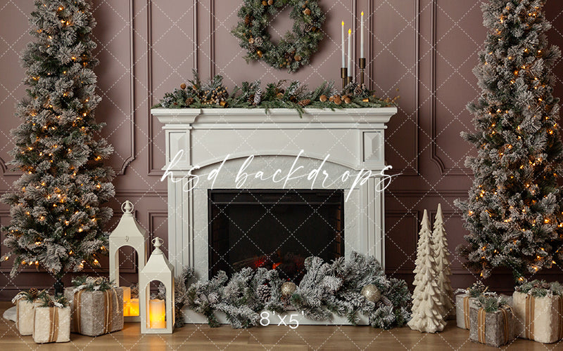 Christmas Fireside family photoshoot backdrop