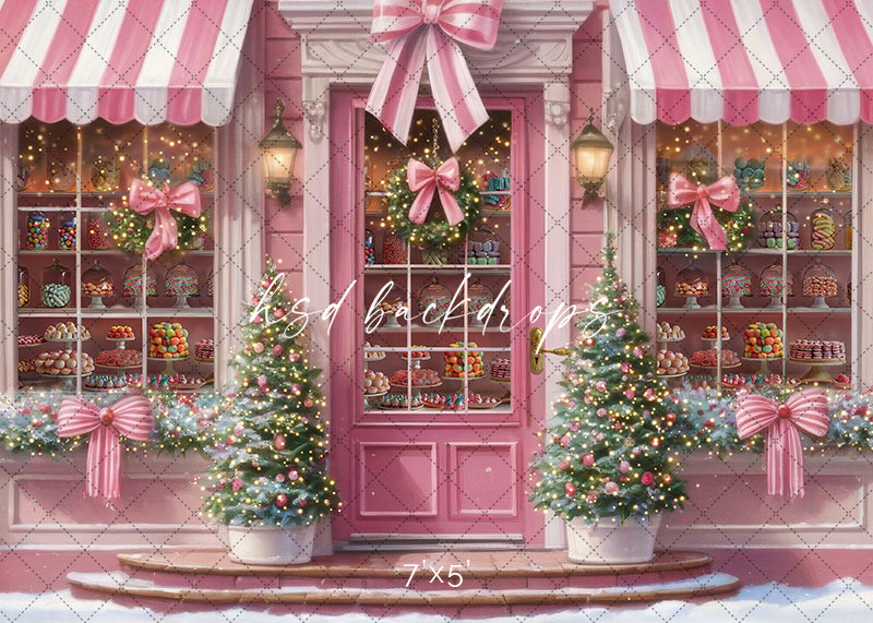 Pink Christmas Boutique Gift Shop Photo Backdrop