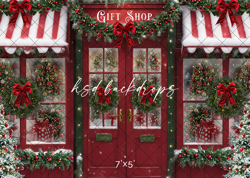 Christmas Gift Shop Printed Photography Backdrop