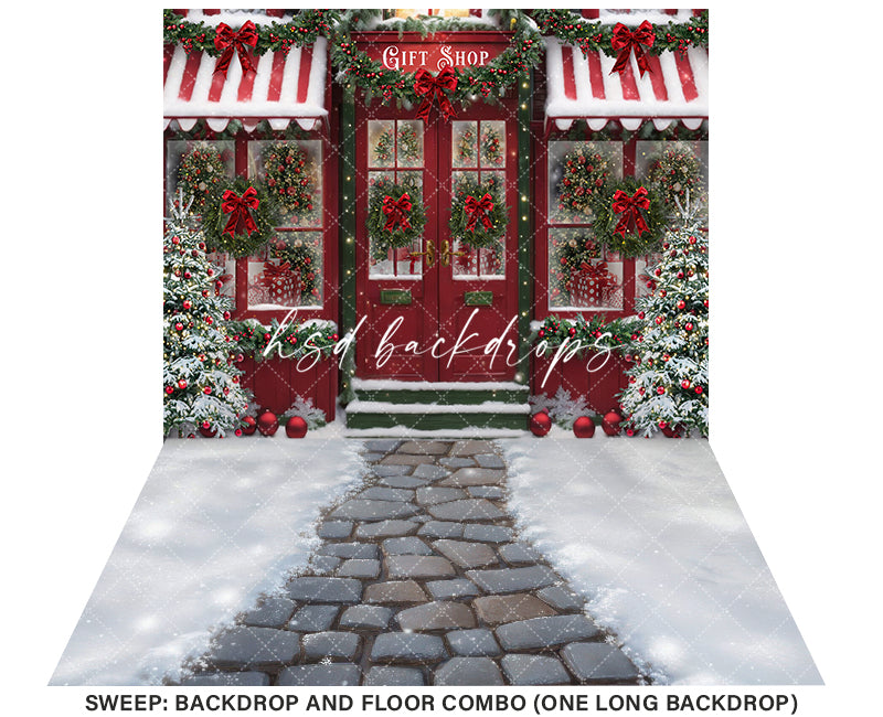 Christmas Gift Shop Printed Photography Backdrop