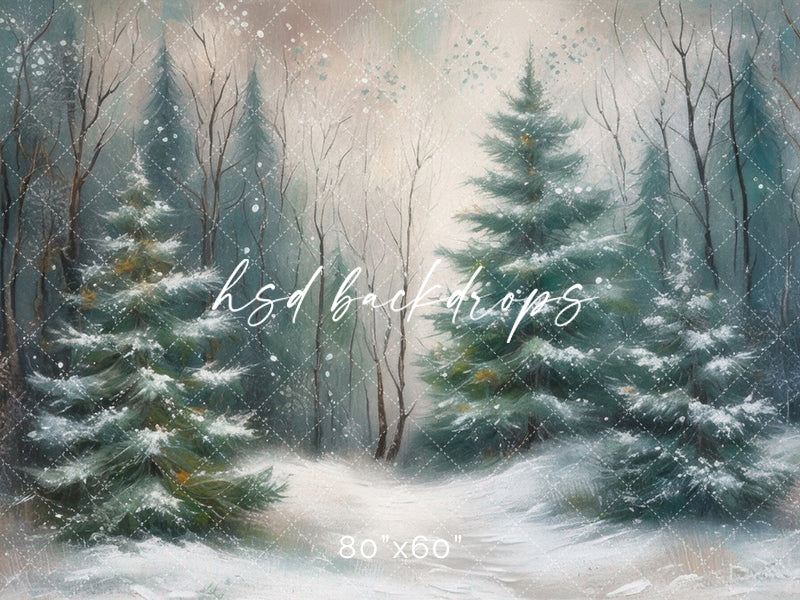 Winter Woodland Pine Photo Backdrop – HSD Photography Backdrops