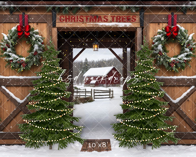 Christmas Tree Farm Entrance Backdrop for Holiday Photos