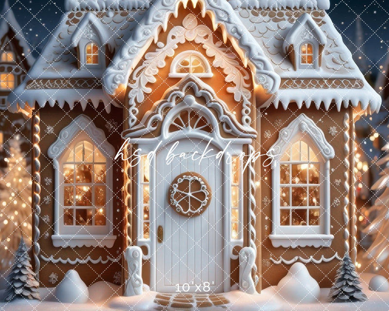 Cozy Gingerbread House Christmas Photo Backdrop