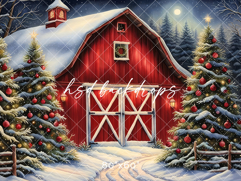 Country Christmas Barn Background for Pictures – HSD Photography Backdrops