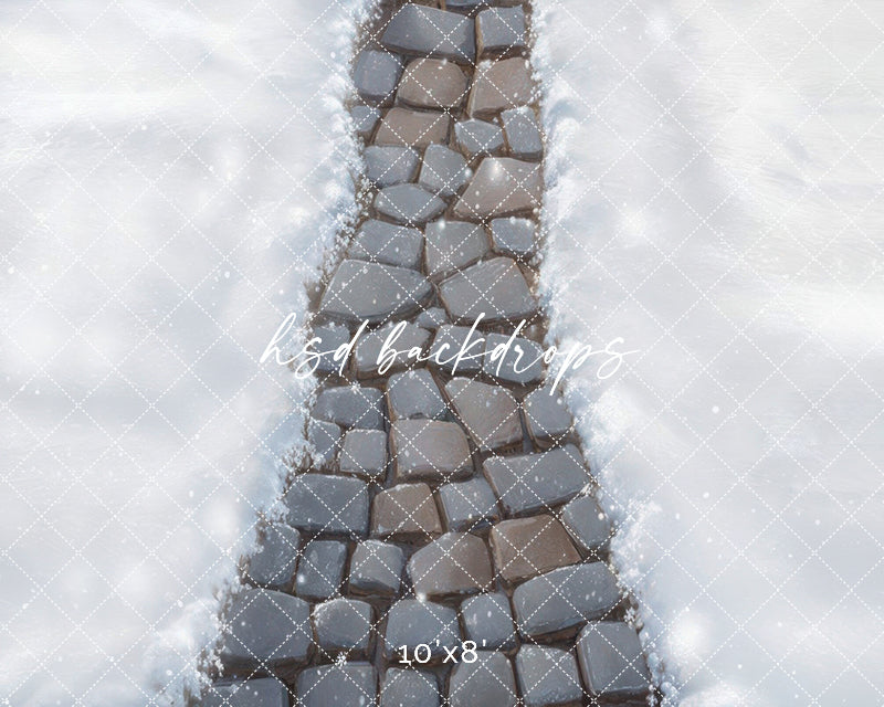 Grey Winter Stone Pathway Rubber Backed Photo Floor Mat