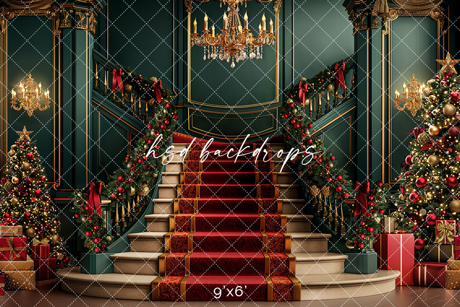 Christmas Grand Staircase Backdrop for Holiday Pictures