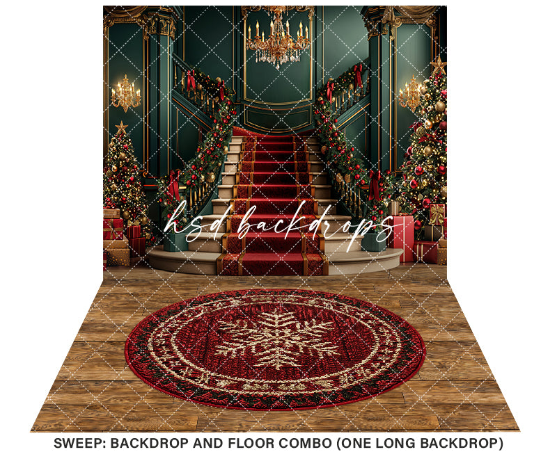 Christmas Grand Staircase Backdrop for Holiday Pictures