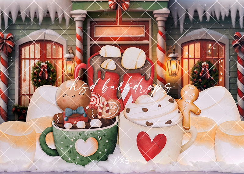 Hot Cocoa Cups Christmas Photo Backdrop
