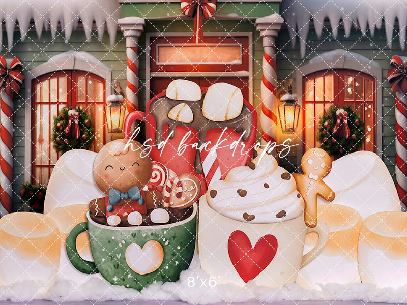 Hot Cocoa Cups Christmas Photo Backdrop