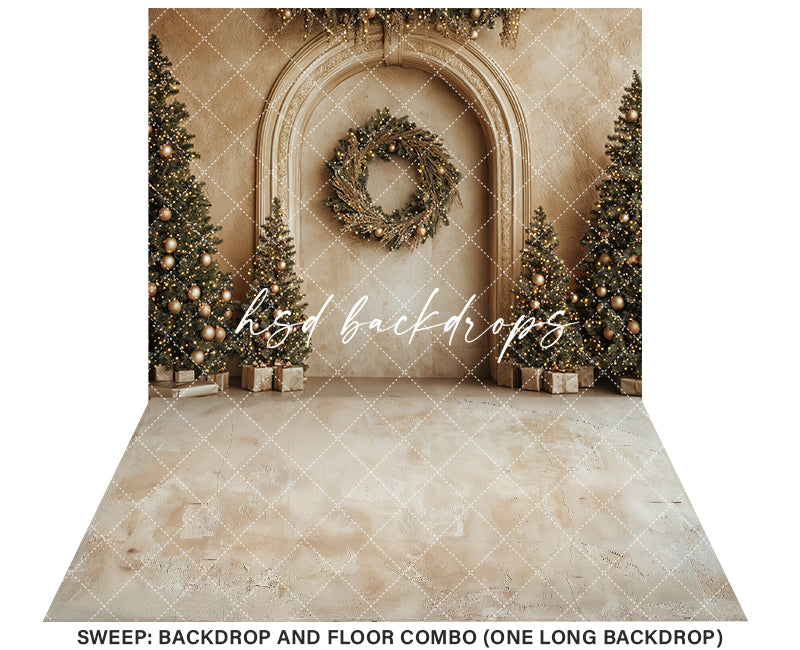 Boho Arched Christmas Wall Photo Backdrop & Scene Setter