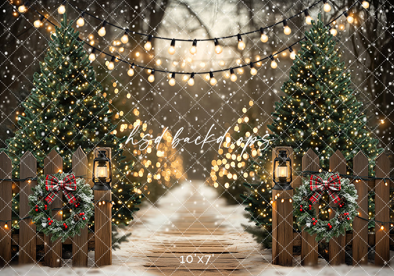 Christmas Tree Farm Pathway Photo Backdrop in poly paper and fabric ...