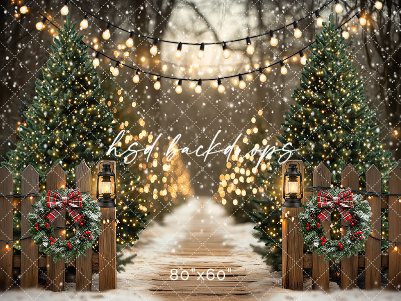 Christmas Tree Farm Pathway Photo Backdrop in poly paper and fabric ...